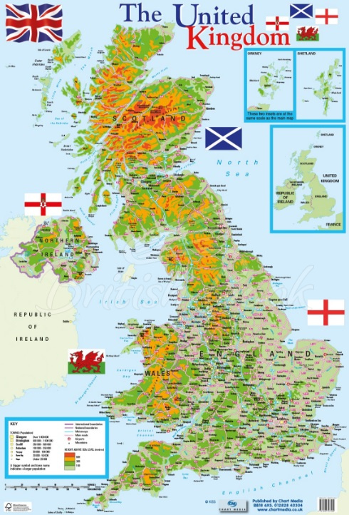 Карта The United Kingdom Map Poster купити в BritishBook | ISBN ...